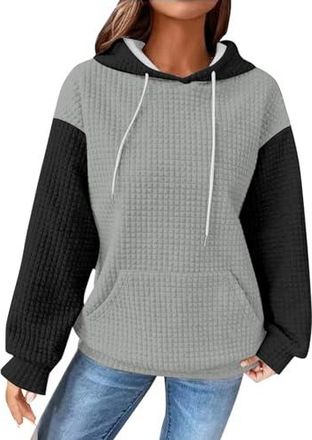 Generic Sweat &agrave; capuche pour femme - Pull surdimensionn&eacute; - D&eacute;contract&eacute; - Manches longues - Automne - Hiver - Veste &agrave; capuche avec poche - Manteau long - Hauts
