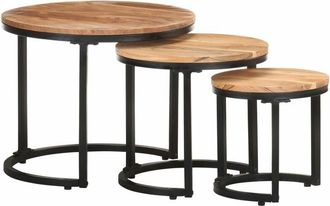 vidaXL Vidaxl - Tables dappoint 3 pcs Bois dacacia solide