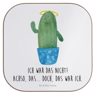 Mr. & Mrs. Panda Untersetzer f&uuml;r Gl&auml;ser Kaktus Heilig - Geschenk, Heiligenschein, Tischuntersetzer, Lustig, Familie, Schwestern, Kakteen, Quadratisch, gl&auml;seruntersetze