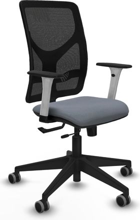 Piqueras y Crespo Grauer Schreibtischstuhl mit wei&szlig;en und schwarzen Armlehnen, h&ouml;henverstellbare Lendenwirbelst&uuml;tze, ausgestattet mit Syncro/Traslack und Schneideschaum