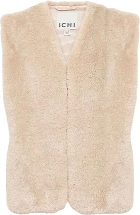 Ichi Ichi, Femme, Vestes, Beige, Taille: 36 FR Gilet en fourrure Ihhizala