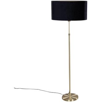 QAZQA Stehleuchte Gold mit ovalem Samtschirm Schwarz 50 cm - Parte