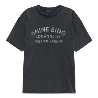 Anine Bing Cade Tee Melrose Stencil - - Tops - Damen - Schwarzk - S