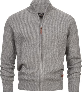 Indicode Herren INPeace Cardigan Strickjacke mit Stehkragen | Feinstrickjacke mit Rei&szlig;verschluss f&uuml;r M&auml;nner Grey Mix, XL