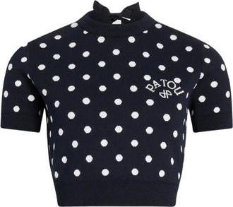 Patou Femme, Pulls, Bleu, Taille: 36 FR T-shirt court &agrave; pois