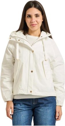 Yes-Zee YES Zee, Femme, Vestes, Blanc, Taille: 44 FR Veste &agrave; Capuche en M&eacute;lange de Coton