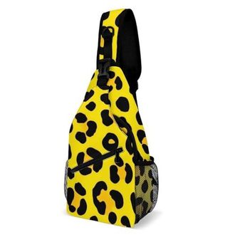 Generic Sacoche Bandouliere Peau danimal, imprim&eacute; l&eacute;opard et gu&eacute;pard, jaune Durable Sacs Poitrine L&eacute;ger Sac &agrave; Dos Militaire pour Femme Voyage &eacute;cole