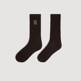 Sandro Gerippte Socken mit Logo