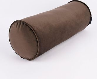 Schöner Leben Nackenrolle aus Samt mit Kederumrandung Dunkelbraun 20x55cm