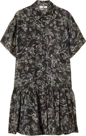 Twinset Femme, Robes, Noir, Taille: 46 FR Robe chemise courte &agrave; fleurs