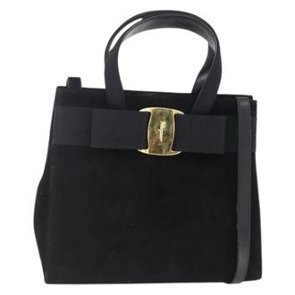 Ferragamo Pre-owned Wildleder Handtasche - - Pre-owned - Damen - Schwarzk - ONE SIZE
