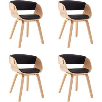 vidaXL Esszimmerst&uuml;hle 4 Stk. Schwarz Bugholz und Kunstleder vidaXL