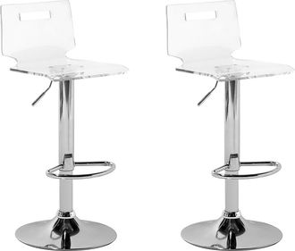 Beliani Minimalistische Barhocker transparent weiß 2er Set Malta