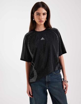 adidas Originals Teamgeist - T-Shirt in Schwarz mit Strass