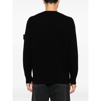 Stone Island Virgin Wool and Cashmere Ribbed Sweater - Black
