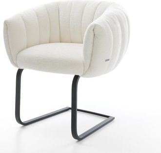 DELIFE Freischwinger Jada-Flex Boucl&eacute; Soft Beige Freischwinger flach Schwarz Taschenfederkern, Esszimmerst&uuml;hle
