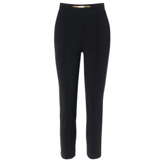 Elisabetta Franchi Femme, Pantalons, Noir, Taille: 42 FR Pantalon Droit en Tissu Technique Bi-&eacute;lastique