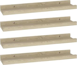 Generic vidaXL 4X Wandregal B&uuml;cherregal Wandboard Schweberegal H&auml;ngeregal Dekoregal Freischwebend Regal B&uuml;roregal Wandablage Sonoma-Eiche 40x9x3cm