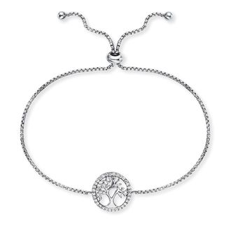 Engelsrufer Damen Armband Sterling Silber mit Lebensbaum Anh&auml;nger, Zirkonia Steine, verstellbarer Schiebeverschluss, nickelfrei, Allergiker geeignet