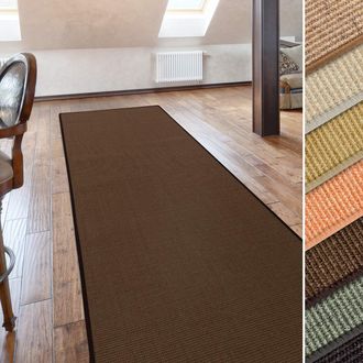 Casa Pura Sisal Teppich Läufer | Uni braun | Naturfaser | Qualitätsprodukt aus Deutschland | kombinierbar mit Stufenmatten | 19 Breiten und 27 Längen (100x700 c
