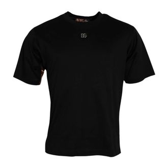 Dolce & Gabbana Homme, Tops, Noir, Taille: XS T-shirt à Imprimé Tigre Manches Courtes