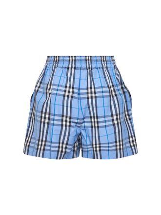 Burberry Womens Shorts Light Blue Check Cotton