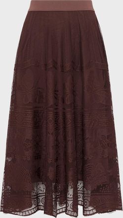 Gerard Darel Jupe midi en dentelle - JANY - Marron