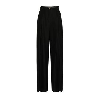 Max Mara Hosen aus Wollstretch mit hohem Bund - - Trousers - Damen - Schwarzk - M