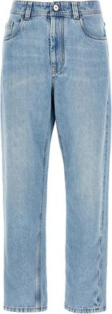 Brunello Cucinelli High-Rise Cotton Denim Jeans - Blue