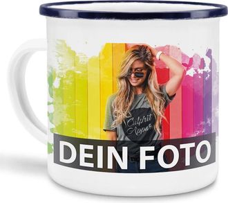 Tassendruck Tasse selbst individuell gestalten/Personalisierbar mit eigenem Foto Bedrucken/Fototasse/Motivtasse/Werbetasse/Firmentasse mit Logo/Emaille - groß - R
