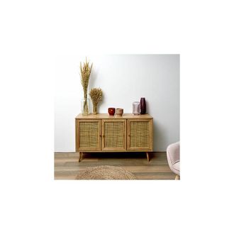 M&S Collection M&s - Buffet 3 portes 115x39x70 cm en bois et cannage naturel - hury