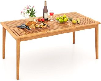 Costway Table de Jardin en Bois dAcacia pour 6 Personnes, Table de Salle &agrave; Manger dExt&eacute;rieur Rectangulaire de 170 x 90 cm avec Trou pour Parasol 5