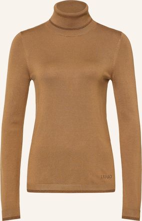 Liu Jo Liu Jo Rollkragenpullover Mit Glitzergarn Und Schmucksteinen beige