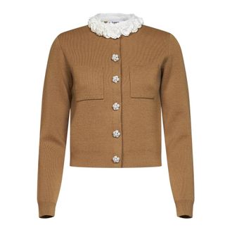 Self Portrait Cardigan mit Besatz - - Knitwear - Damen - Braun - L
