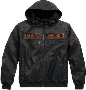 Harley-Davidson Idyll Performance Softshelljacke Herren Outdoor Jacke mit herausnehmbarer Kapuze 100% Winddicht, M