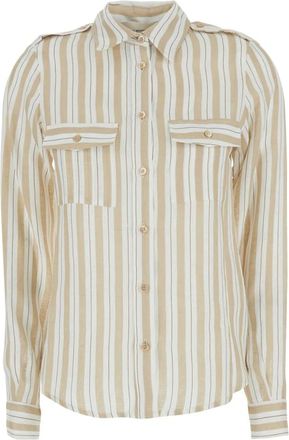 Semicouture Femme, Blouses et Chemises, Beige, Taille: 40 FR Chemise ray&eacute;e en lin