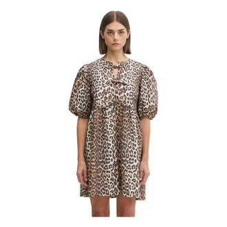 Ganni Leopardenmuster Baumwoll-Minikleid - - Dresses - Damen - Braun - S