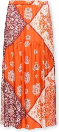 Elena Miro Femme, Jupes, Multicolore, Taille: 48 FR Longue Jupe Imprim&eacute;e en Viscose