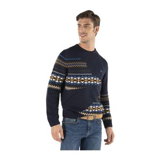 Harmont & Blaine Blauer Multicolor Geflochtener Rundhalsausschnitt Pullover - - Sweatshirts & Hoodies - Herren - Mehrfarbig - S