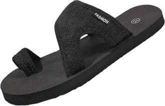 Generic Pantoufles pour femme - D&eacute;contract&eacute;es - Bout ouvert - Chaussures plates et confortables - Chaussures de plage, Noir, 40 EU