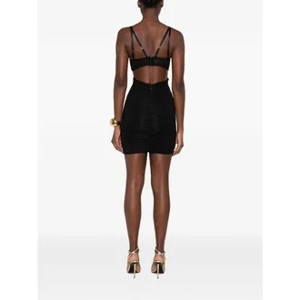 Elisabetta Franchi Crepe with Cutout Detail Mini Dress - Black