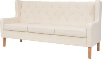 vidaXL Vidaxl - Canap&eacute; &agrave; 3 places Tissu Blanc cr&egrave;me