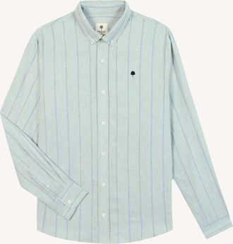 Faguo Chemise en lin ray&eacute;e lichen et bleu - IVOY