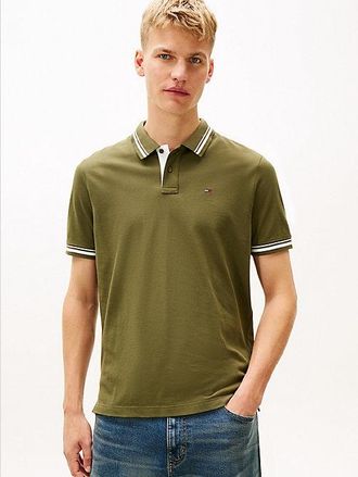Tommy Hilfiger Polo Tommy Flag &agrave; liser&eacute; et logo brod&eacute;
