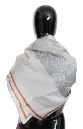 Costume National Womens Gray Red Silk Shawl Foulard Wrap Scarf