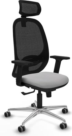 Piqueras y Crespo Schreibtischstuhl mit Rollen von Cilanco mit 2D-Armen, h&ouml;henverstellbare Lendenwirbelst&uuml;tze und h&ouml;henverstellbares Kopfteil und Neigung, Schwarz/Hellg