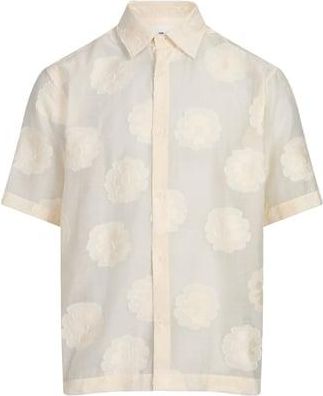 Nn.07 Chemise droite &agrave; broderie Freddy en coton bio m&eacute;lang&eacute;