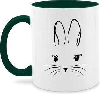 Shirtracer Tasse Tassen 325ml - Ostergeschenke - Hasen Kopf Simple mit Wimpern I Hasenmädchen - 325 ml - Dunkelgrün - ostertassen, ostern hase ostertassen oster 