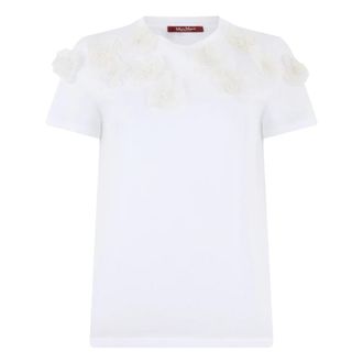 Max Mara T-Shirt mit Blumenapplikationen - - Tops - Damen - Wei&szlig; - L