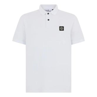 Stone Island Homme, Tops, Blanc, Taille: XL Patch Logo Polo